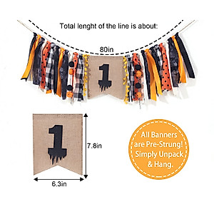 HighChair Banner for 1st Birthday - Halloween Decorations for Photo Booth Props, Birthday Souvenir and Gifts for Kids, Best Party Supplies (Halloween Birthday Banner)
