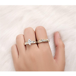 SUNLIAT Wedding Engagement Rings for Women, 925 Sterling Silver Marquise Cut Cubic Zirconia Bridal Rings Set, Wedding Band Promise Rings for Her Simulated Diamond Anniversary Ring