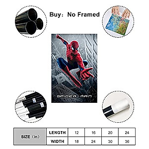 YANSHENG Spider Poster Man Peter Hero Movie Poster Canvas Poster Wall Art Decor Print Picture Paintings for Living Room Bedroom Decoration 12x18inch(30x45cm) Unframe: