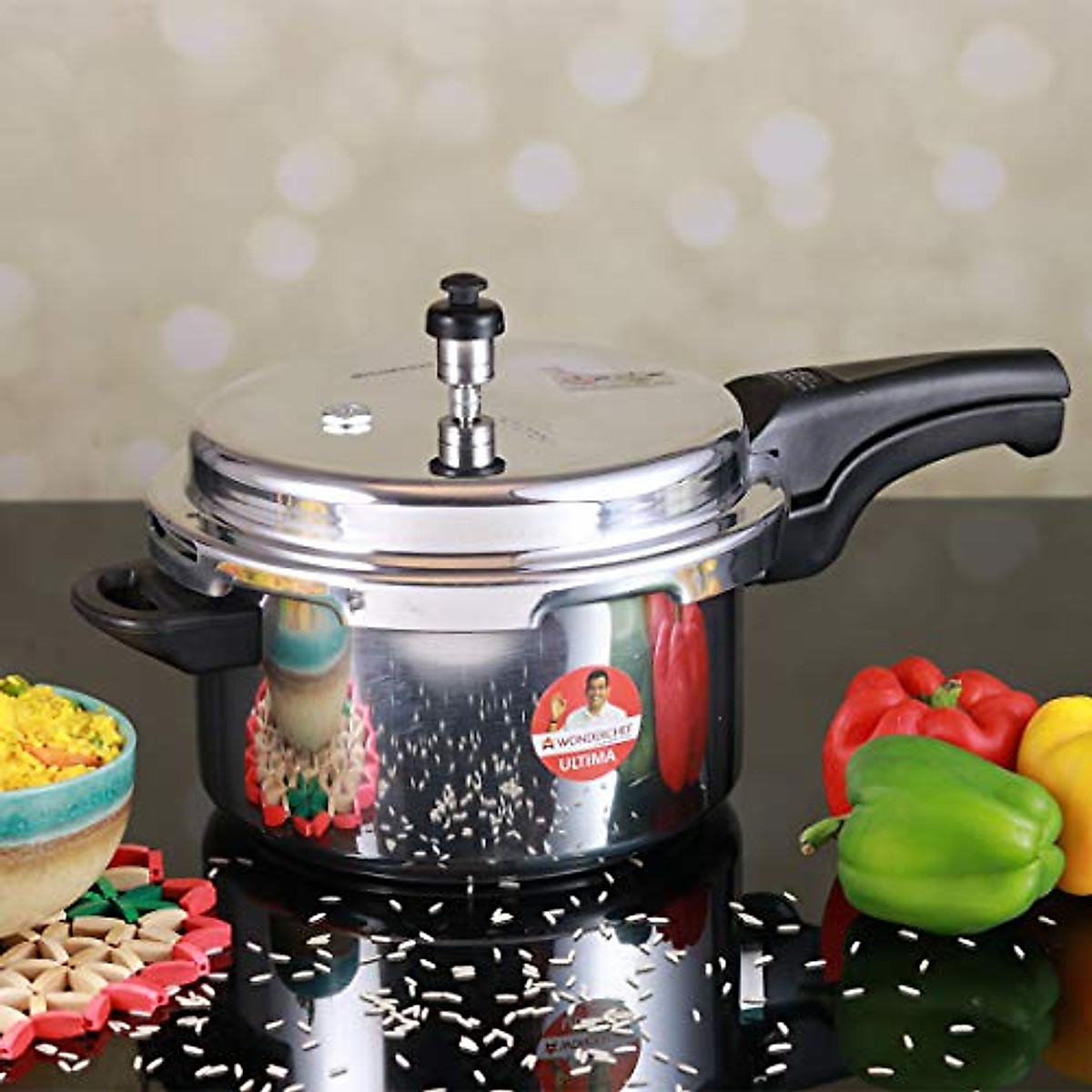 Wonderchef Outer Lid Aluminium Ultima Pressure Cooker, 5 litres, Silver