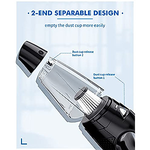 Powools Handheld Vacuum Cordless Rechargeable - Car Vacuum Cleaner High Power with Fast Charge Tech, Portable Vacuum with 1-Touch Dust Empty, Lightweight Hand Vac with LED Light, Silver (PL8188)