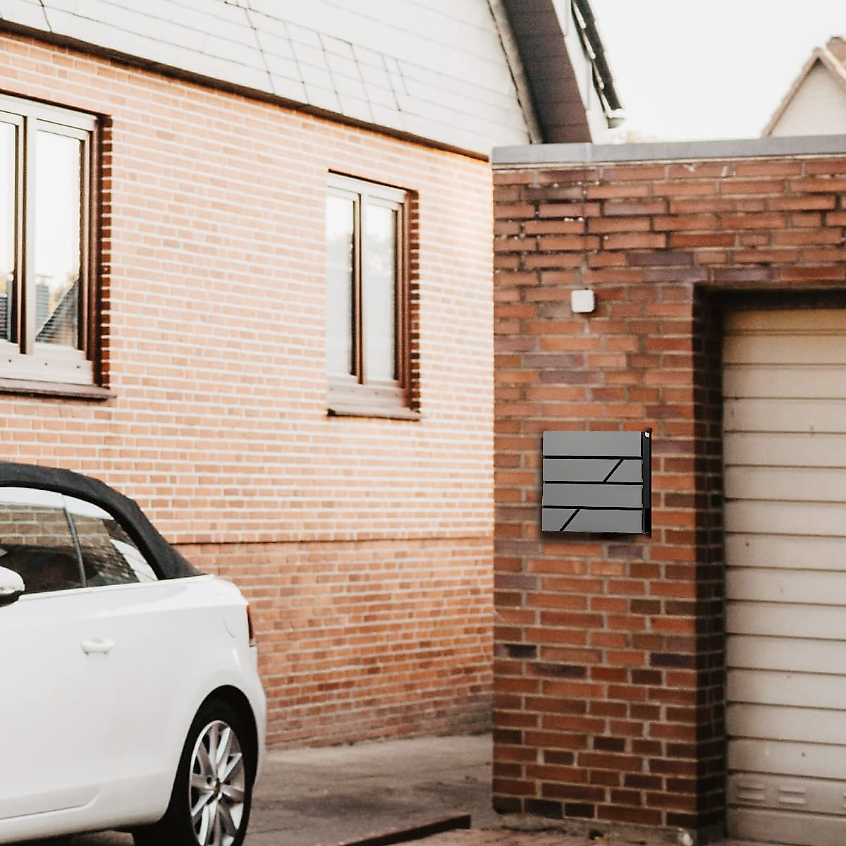Yoocabinet Mailbox Wall Mount,Large Capacity Locking Mailbox for Outside,Galvanized Steel Cover and Rust-Proof Metal Post Box with Newspaper Holder,14.6"x14.6"x4.3" Silver,MD025S
