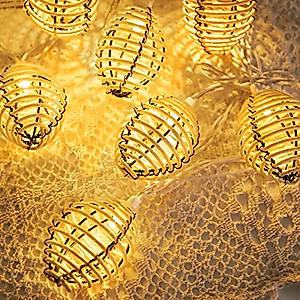 Vigdur Rattan Ball - Lantern String Lights with 10 Led Bulbs Plug in Decorative Lights for Indoor Outdoor Balcony Patio Garden Wedding Bedroom Decor
