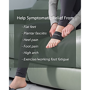 VEGPOET Plantar Fasciitis Relief - Copper Arch Support Braces/Sleeves with Gel Pads, Flat Foot Pain Relief (Men & Women,1 Pair,Black)
