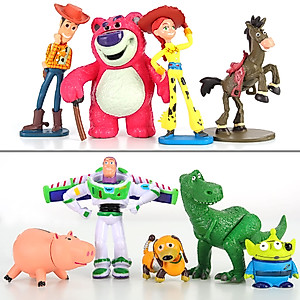 9Pack Story Action Figures Toys with Cake topper, Cartoon Figures Cupcake Toppers for Birthday Party Cake Decorations