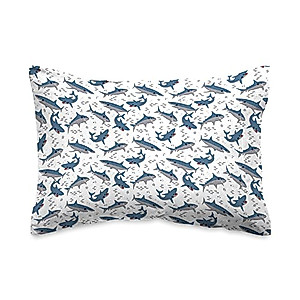 dream FACTORY Kids Sheet Set Lightweight Microfiber Bed Sheets Super Soft Easy Wash Cozy Bedding 10” Pocket - Twin, Blue Sharks