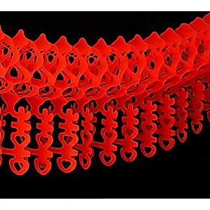 Dmeiling Chinese Traditional Wedding Decoration Supplies Red Hi Word Pull Flowers, Big Red Oil Plastic Paper 3 Meters Pull Hi, Wedding Festive Wedding Room Decoration Essential Supplies（2pcs）
