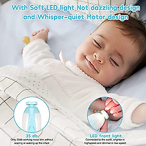 Electric Nail File Drill for Baby No Sharp Claws Hurt, 6 in 1 Safety Cutter Trimmer Clipper for Toes and Fingers (Blue)