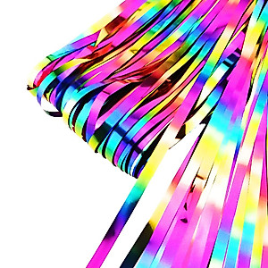 2 Packs Rainbow Backdrop Neon Metallic Tinsel Foil Fringe Curtain Photo Booth Props for Birthday Gay Pride Day Bachelorette Wedding Engagement Bridal Shower Baby Shower Disco Party Decorations