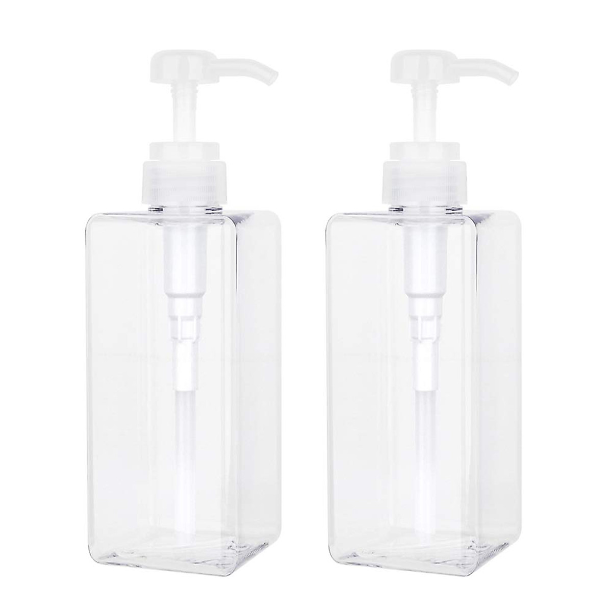 Pump Bottle, Refillable Plastic Empty Lotion Soap Dispenser Liquid Container for Bathroom Shampoo and Body Wash, 22oz/650ml Clear 2 Pack