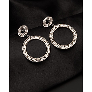 Badgley Mischka Women's Earrings - Elegant Crystal Chandelier Drop Dangle Earrings, Gift Box, Size One Size, Circle