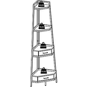 Scoomor Corner Shelf 4 Tier with Drawers, Modern Corner Bookshelf, Free Standing Storage Rack, Plant Stand for Living Room, Home Office, Kitchen, Small Spaces, 72.64’’ Tall (Gold)