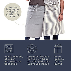 MEEMA Aprons with Pockets | Upcycled Cotton and Denim | Barista or Chef Unisex Apron| Durable Fabric, One Size Fits All