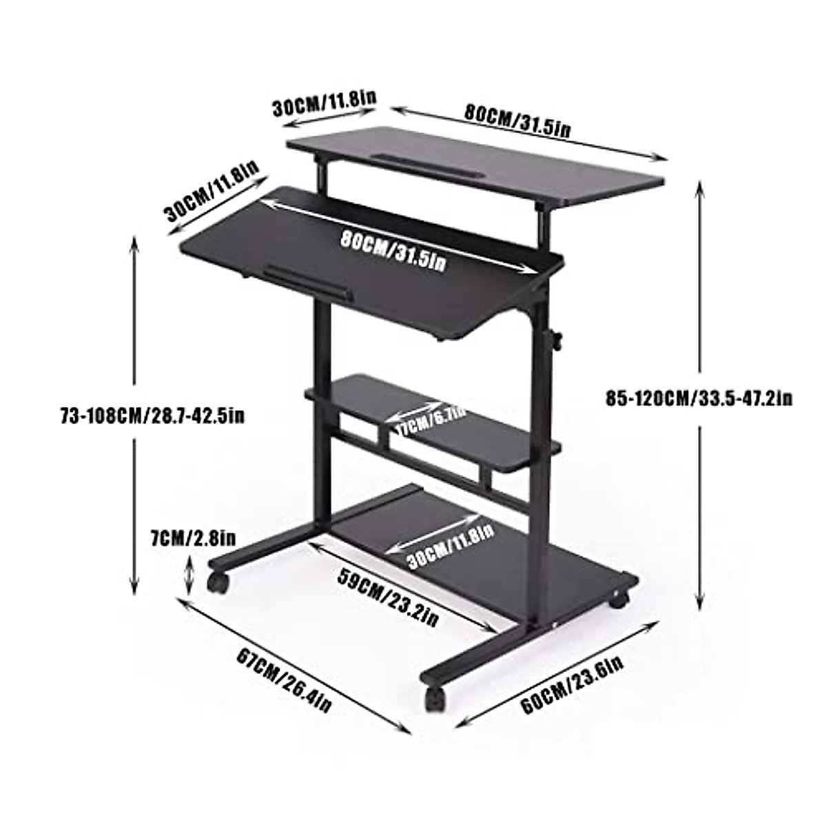 MJWDP 4 in 1 Adjustable Laptop Desk Multifunctional Computer Desk Table 2-Layer Study Desk PC Laptop Table Desk Stand with Mouse Pad (Color : E)