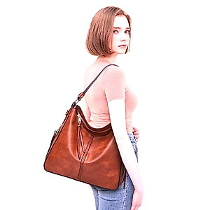 MIRRORLET Women’s Long Handle Bag (RED) with three ZIPPERED POCKETS. Tote bag, Shoulder bag for working and informal activities. (Environmentally friendly non leather from animals’ skin).