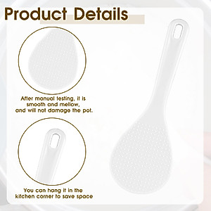 2PCS Rice Serving Spoon White Non-Stick Rice Spoon Paddle Rice Cooker Spoon Large Plastic Rice Spatula 7.95 Inch