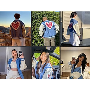 Aelfric Eden Men's Letter Foaming Love Print Varsity Jacket Vintage Graphic Baseball Jacket Unisex Coats Streetwear