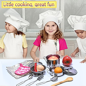 Play Pots and Pans Toys for Kids Kitchen Playset Pretend Cookware Utensils Play Set Play Cooking Toys Mini Stainless Steel Cooking Utensils Toys Kitchen Playset Accessories for Boys Girls