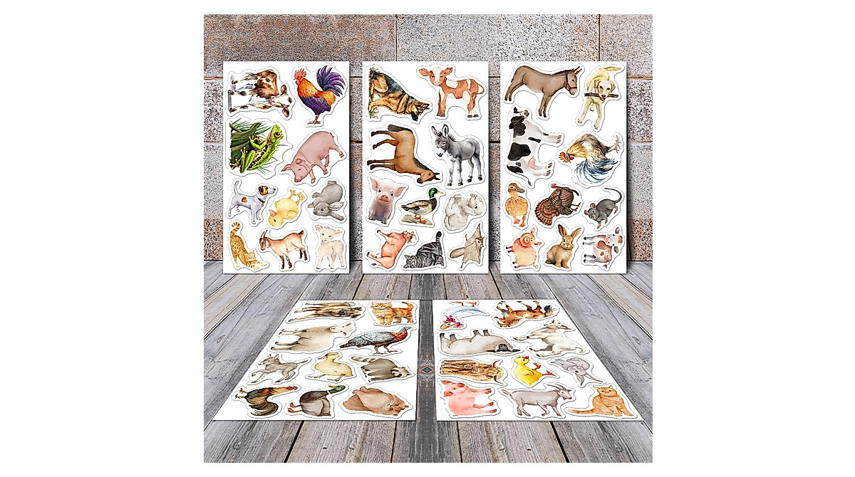 Farm Animal Water Bottle Stickers Pack - Waterproof Vinyl Decals