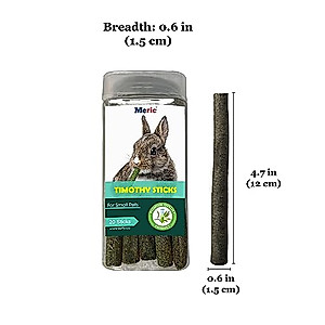 Meric 20 Pcs Timothy Hay Sticks, Bunny Treat for Rabbits, Hamster & Guinea Pig Treat Chew Sticks for Teeth, Chew Treat Supports Digestive and Oral Care of Rat, Chinchilla, Gerbil, Bunny, 4.5"