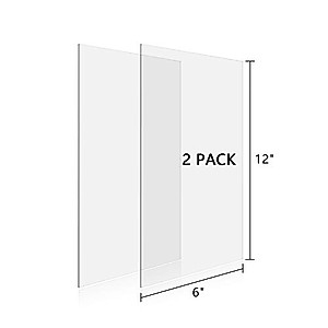 Ludery 2pack 6x12 Clear Acrylic Sheets 1/8 Thick, 6x12" Plexiglass Sheets 1/8 inch Thick - 3mm Cast Acrylic Plexiglass Sheet for Sign, Photo Frame, Craft, DIY Display Projects