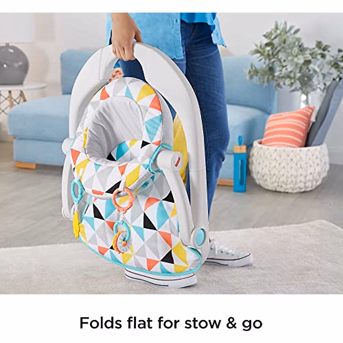 Fisher-Price Portable Baby Chair Sit-Me-Up Floor Seat with Developmental Toys & Machine Washable Seat Pad, Windmill