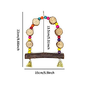 HONBAY Wooden Bird Swing Perch Parrot Hanging Toy for Small Sized Birds