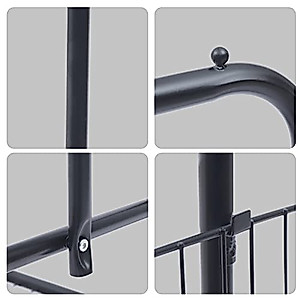 Fetcoi Metal Rolling Laundry Cart Garment Rack, Laundry Hamper Basket Cart with Metal Wire Storage Rack and Hanging Rack on Wheels, Black