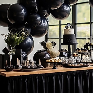 RUBFAC 145pcs Black Balloons Latex Balloons 18 12 10 5 Inch Party Balloon Kit Different Sizes for Birthday Party Wedding Balloon Graduation Baby Shower Decoration