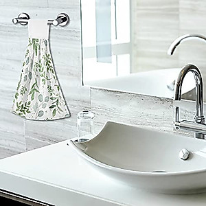 Giwawa Green Leaves Hand Towel 2 Pcs Soft Spring Leaf Hanging Towel High Absorbent Watercolor Plant Dish Towel Fast Drying Seasonal Leaves Hanging Tie Towels for Kitchen Bathroom Toilet Home 12x17in