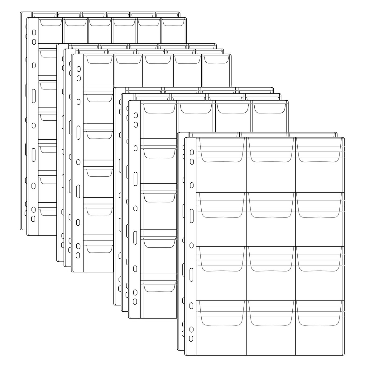 Homgaty 10 Sheets Coin Collection Supplies, Coin Pocket Page Coin Holders Stamp Binder Sheets Currency Collecting Album Book Sleeves (12, 20, 30 and 42 Pocket Pages)