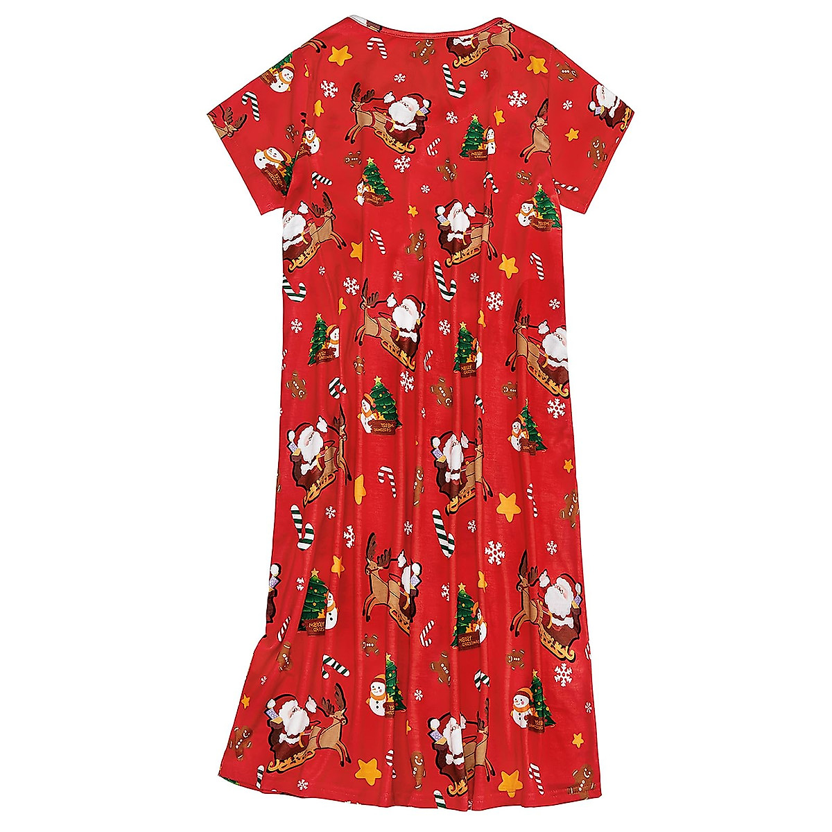 American Trends Christmas Sleep Shirts for Women Green Christmas Dress Cotton Sleep Dress Women Christmas Pajamas Dress Short Sleeve Red Sleepwear Night Shirts for Sleeping Santa Claus 2XL