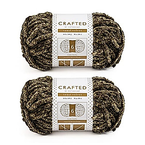Crafted By Catherine Tonal Velvet Yarn - 2 Pack, Bronze Green, Gauge 6 Super Bulky, 96 Yards