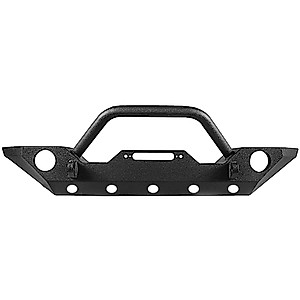 FINDAUTO Rront Bumper and Rear Bumper w/Tire Carrier Compatible for 2007-2018 for Jeep Wrangler JK with D-ring Winch Plate