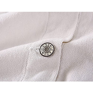 Kedera Women's Embroidered Rivet Pearl Short Denim Jacket Coat (White, Medium)