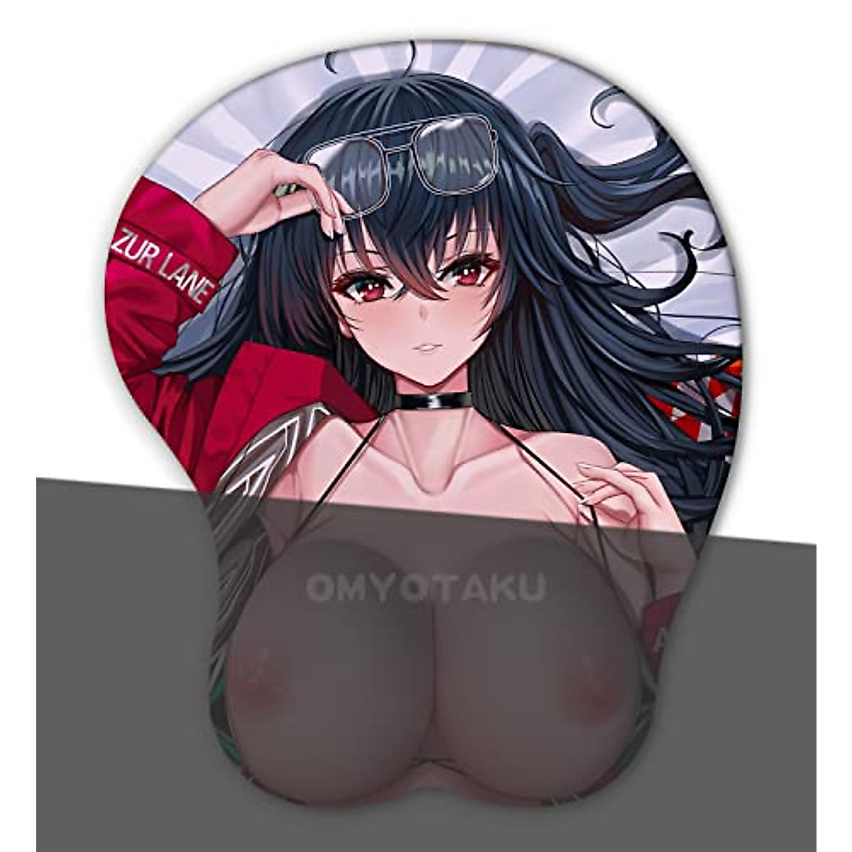 Anime 3D Gaming Mousepad with Wrist Support, Soft Silicon Gel Desk Mat Cartoon Mice Mat Anti-Slip Desk Pad (Taihou)