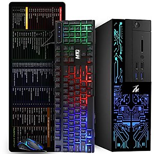 Computer Desktop PC, Intel Core i5-6500, TechMagnet Siwa 6, 16GB RAM, 240GB SSD (Fast Boot), 1TB HDD, RGB Keyboard Mouse, WiFi, Windows 10 Professional (Renewed)