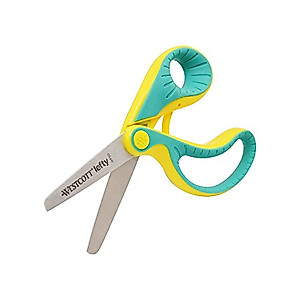 Westcott E-22003 00 Ergo JR. Lefty Ergonomic Children's Scissors for Left-Handers, 5.3 cm Steel Blade, Soft Grip Handle, Green/Yellow, 13.3 cm