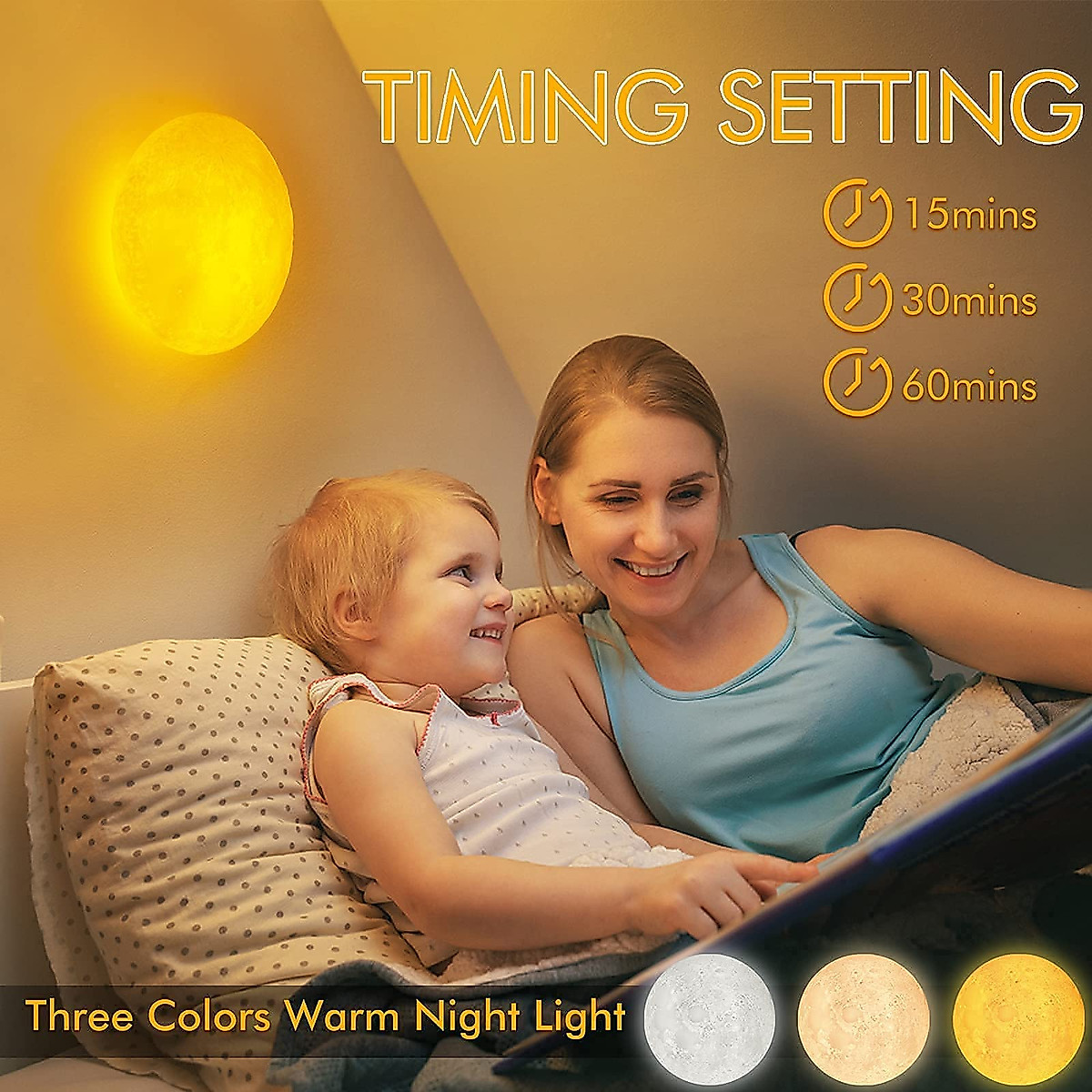 LOGROTATE Moon Lamp, Wall-Mounted Kids Night Light, 2021 Upgraded 5.96 Inch 18 Colors Sliding/Remote Control Moon Light with Unique Stand, Timing, USB Rechargeable, Wall Light Moon Decor, Best Gift