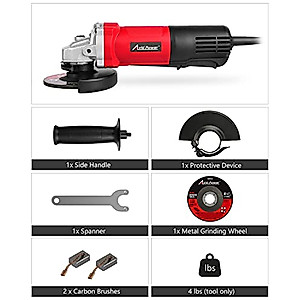AVID POWER Angle Grinder with Paddle Switch, 8 Amp Metal Grinder with 4-1/2 Inch Grinding Wheel 12000 RPM Electric Angle Grinder Tool with Adjustable Side Handle