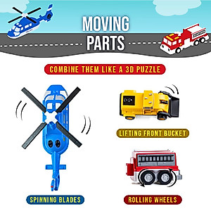 POPULAR PLAYTHINGS Mix or Match Vehicles Orange, Magnetic Toy Play Set, 21 Pieces