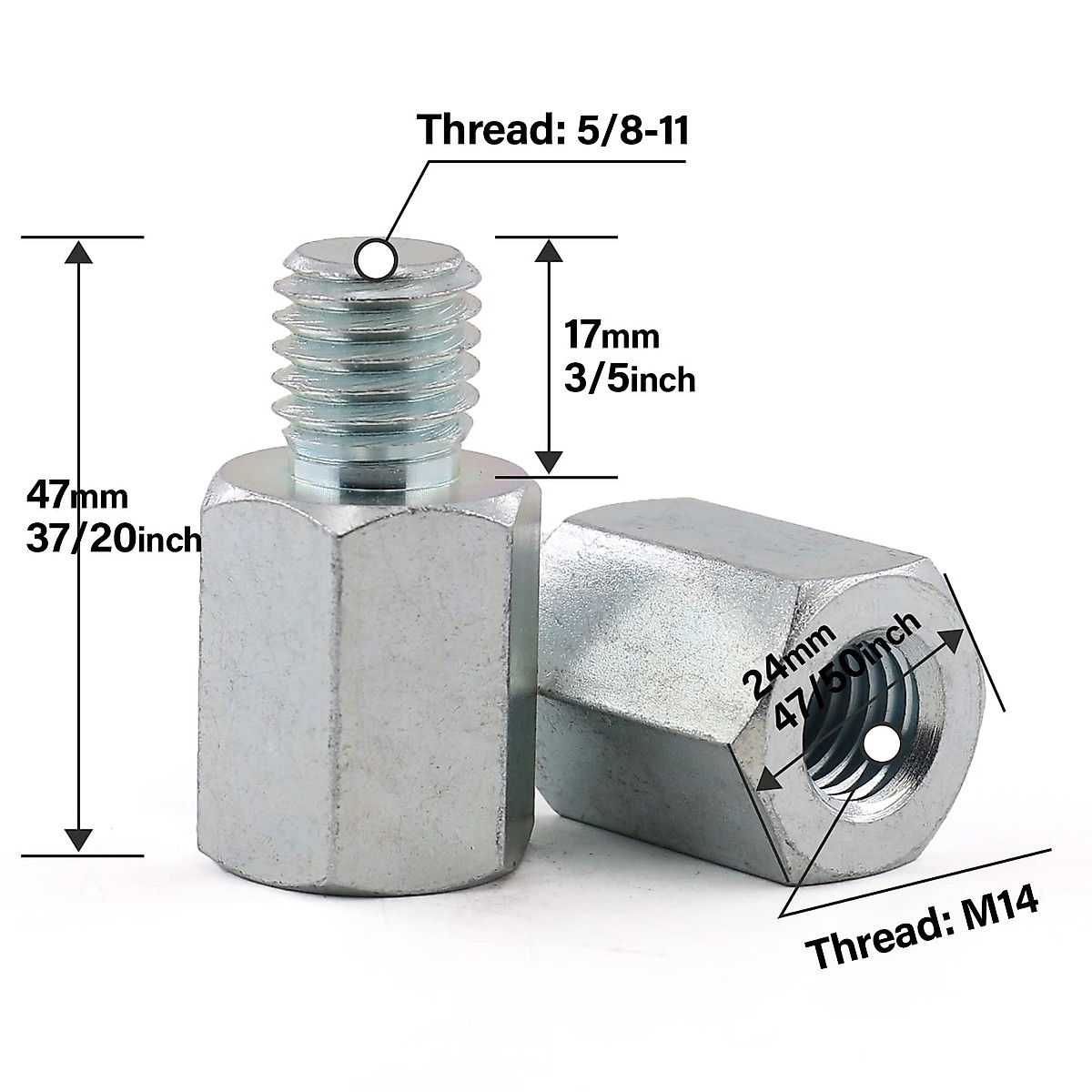 HOMESOM 1 piece Adapter for AngIe Grinder PoIisher Change Male To Female Core Bit PoIishing Pad Drill Arbor Adapter(M14 female to 5/8"-11 male)