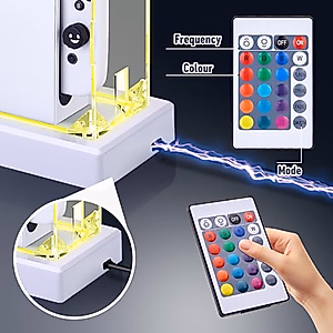 Fwieurow Upgraded Dust Cover, 16 Led Color Lampholders, 4-Mode Dimming, Suitable For Nintendo Switch/OLED, Acrylic Transparent Waterproof, Dustproof Bottom Box, Cool Switch Accessories