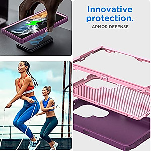 AICase Samsung Galaxy S23 Ultra Heavy Duty Shockproof Case - 3-Layer Military Protection, Night Purple/Baby Pink, 6.8" Screen Protector Included