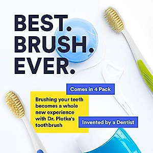 MOUTHWATCHERS - Manual Toothbrushes - Clean Teeth for Family - 4 Count - Floss Bristle Silver - Invented by Doctor Plotka's