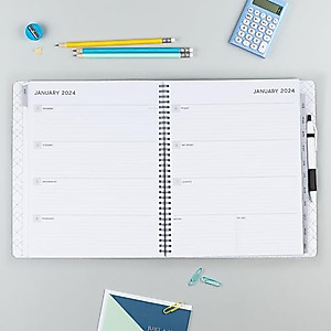 Blue Sky Aligned 2024 Weekly and Monthly Planner, 8.5" x 11", Heavyweight Cover, Semi Concealed Wirebound, Black (143588-24)