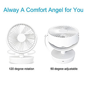 Oscillating Desk Fan, 6 inches 11 Speeds Battery Operated Quiet Desktop Cooling Table Fan for Office Home Bedroom Dorm Baby Patios Outdoor