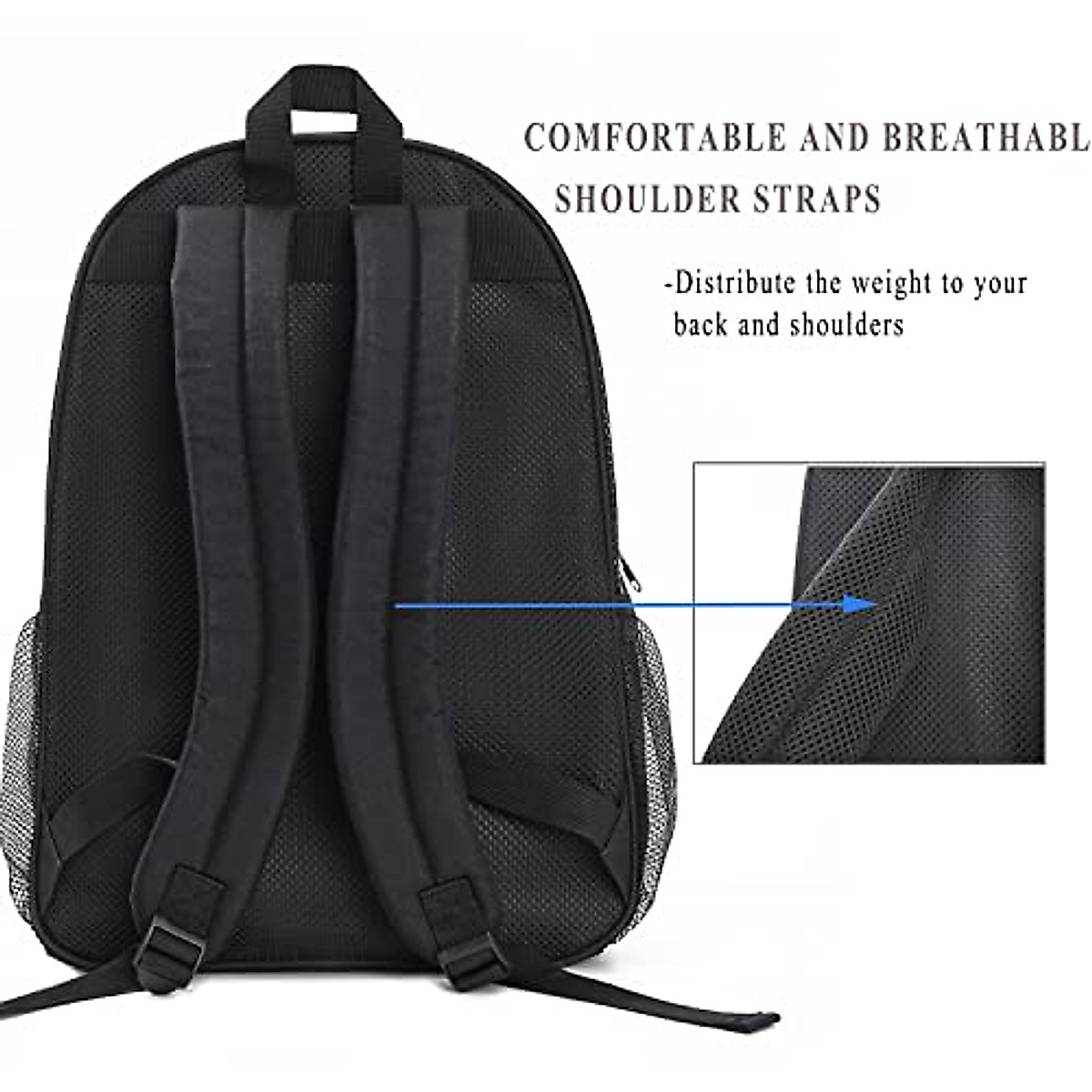 Tyckgin Heavy Duty Mesh Backpack, Lightweight See Through College Mesh Daypack, Semi-transparent Mesh Casual Backpack for Commuting, Swimming, Travel, Beach, Outdoor Sports