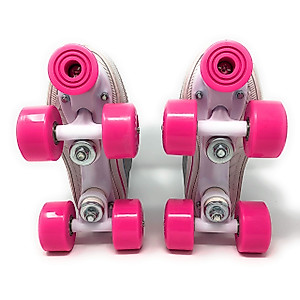 Chicago Skates Girls Fashion Quad Skates with Flashing Lights - Glitter Silver/Teal/Pink - Size 2