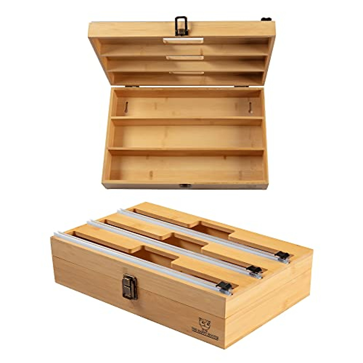 The Happy Hootie Foil and Plastic Wrap Dispenser for Kitchen Organization and Storage. Great for Kitchen Organization and Storage. Compatible with 12 inch Rolls.